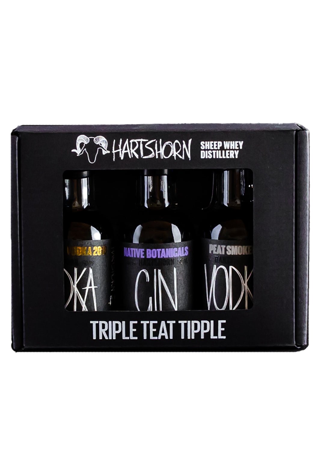 Hartshorn Trio Original Vodka, Gin, Peated Vodka Gift Pack 3 x 50ml ...